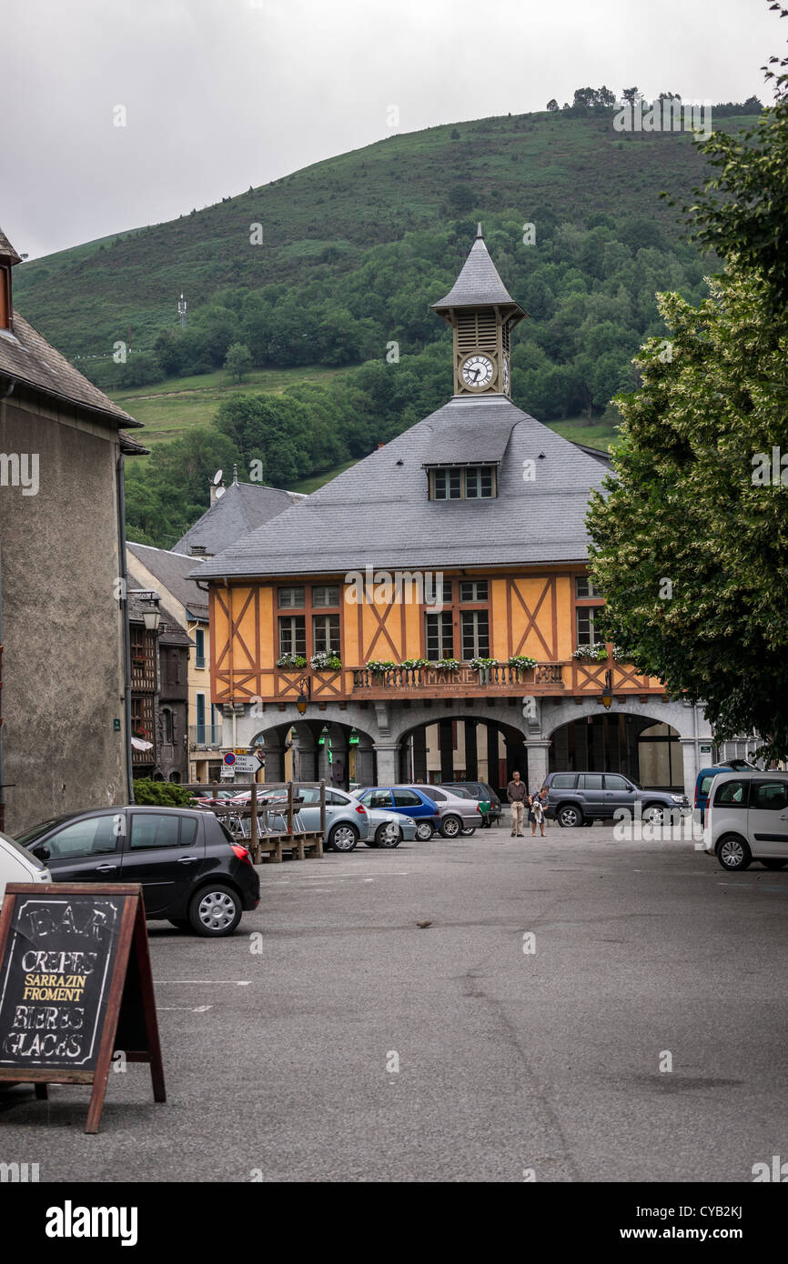 City hall of a small town Arreau in Midi-Pyrénées region of France ...