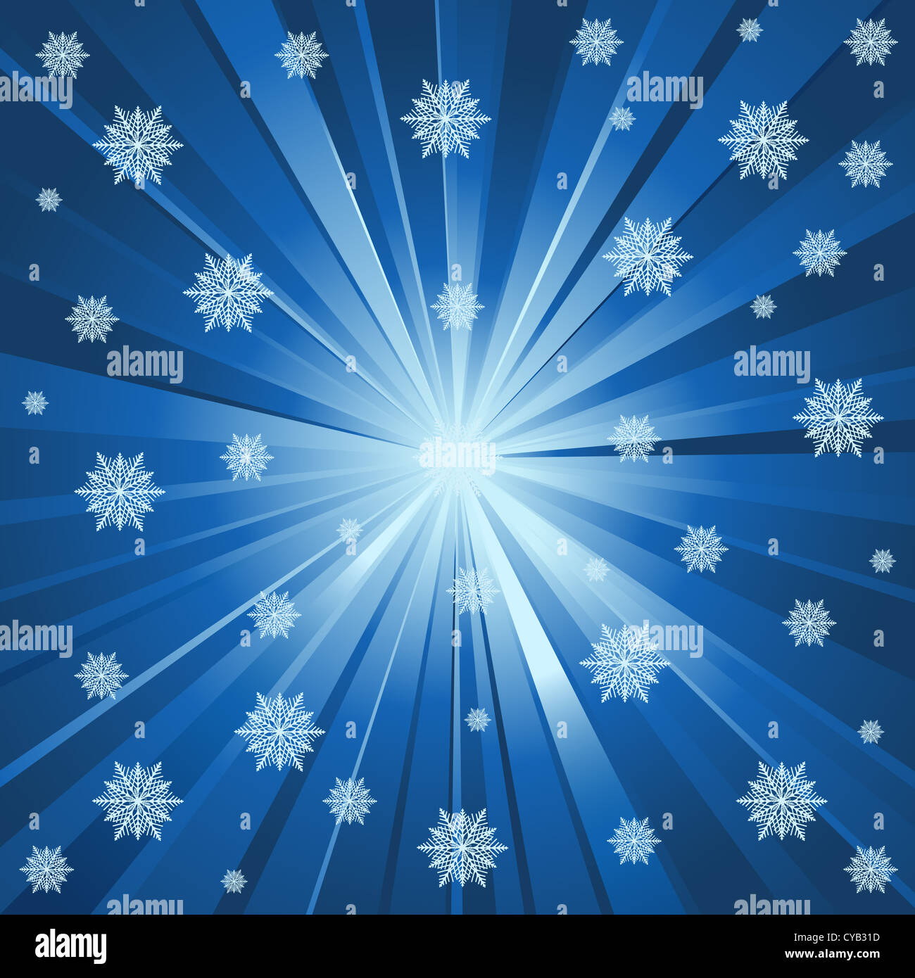 Blue rays background with snowflakes. Vector illustration Stock Photo - Alamy