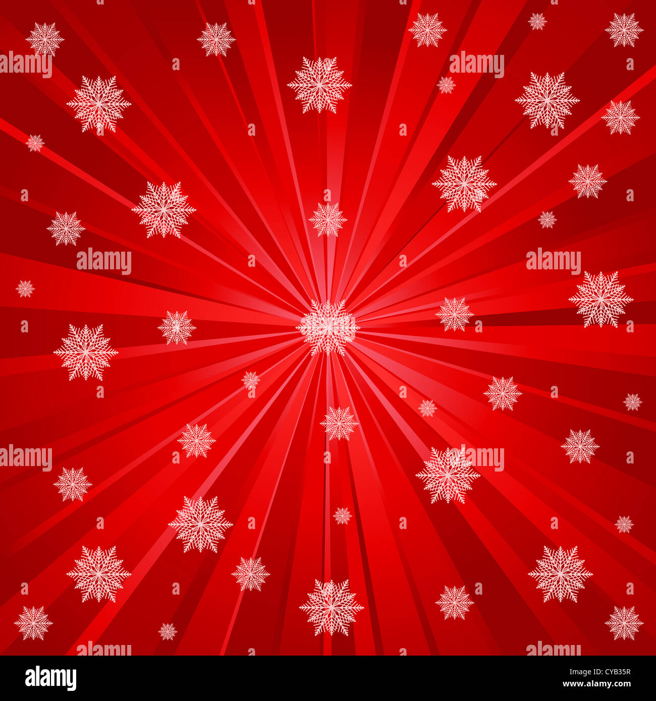 Red rays background with snowflakes. Vector illustration Stock Photo ...
