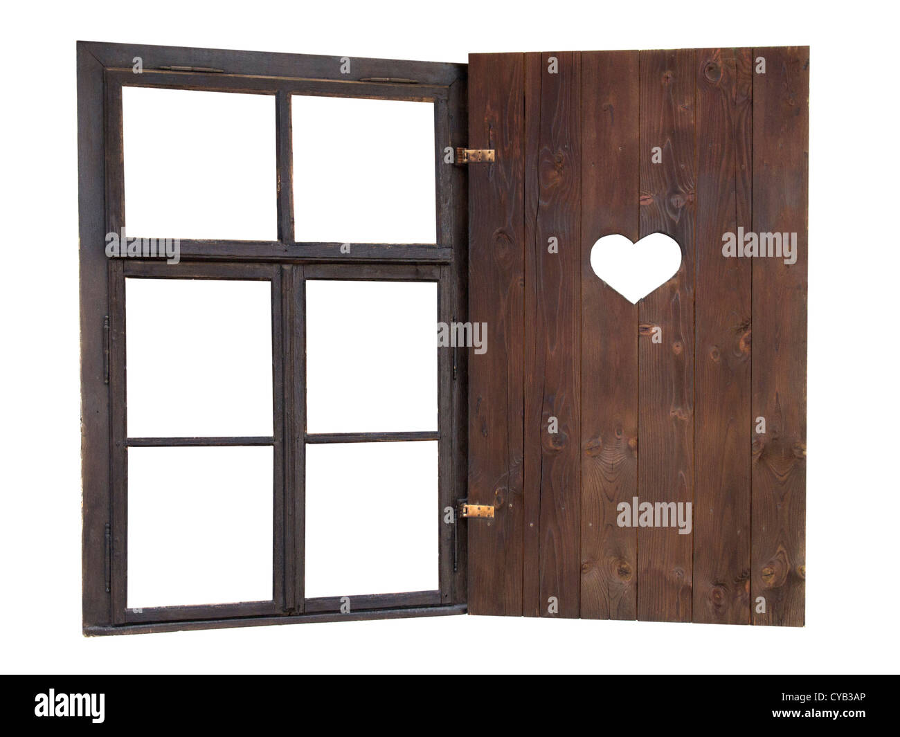 Heart shape in window shutter Cut Out Stock Images & Pictures - Alamy