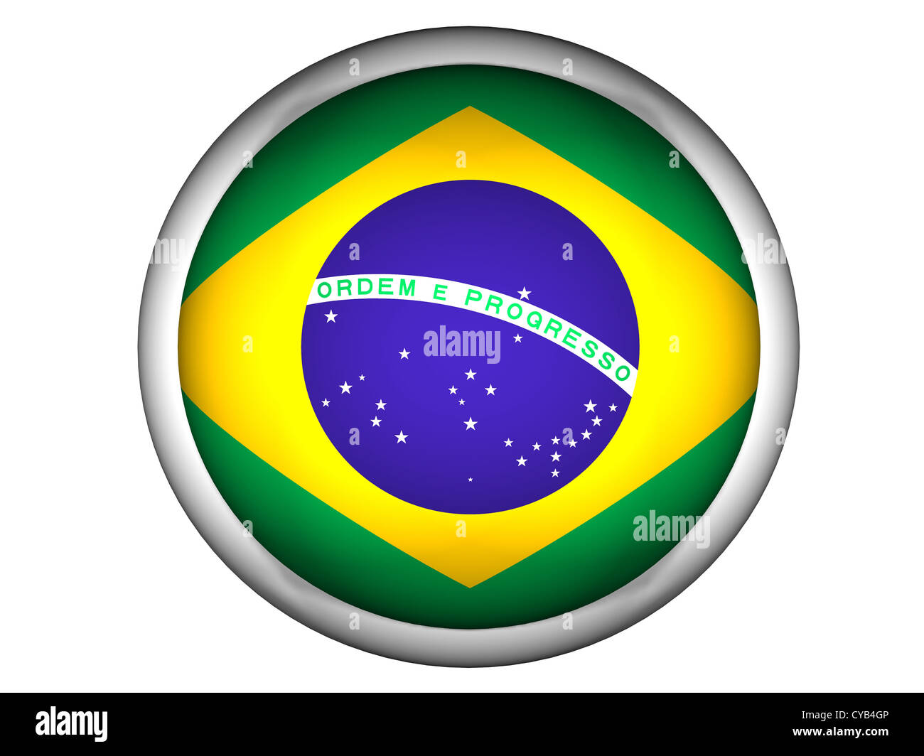National Flag of Brazil . Button Style . Isolated Stock Photo - Alamy
