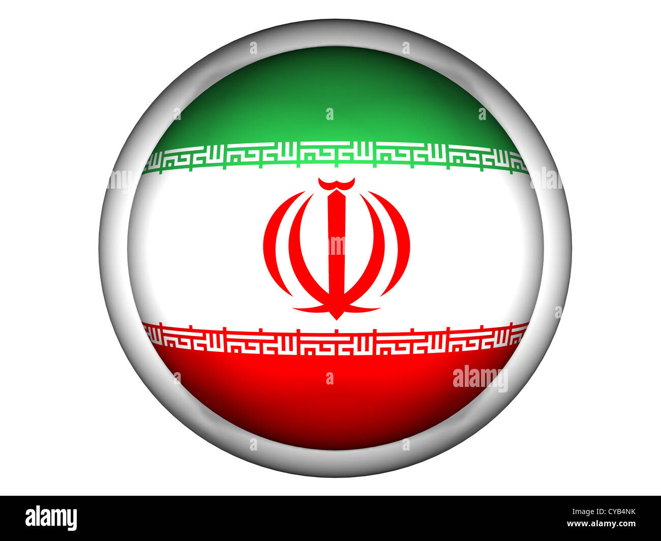 National Flag of Iran . Button Style . Isolated Stock Photo - Alamy