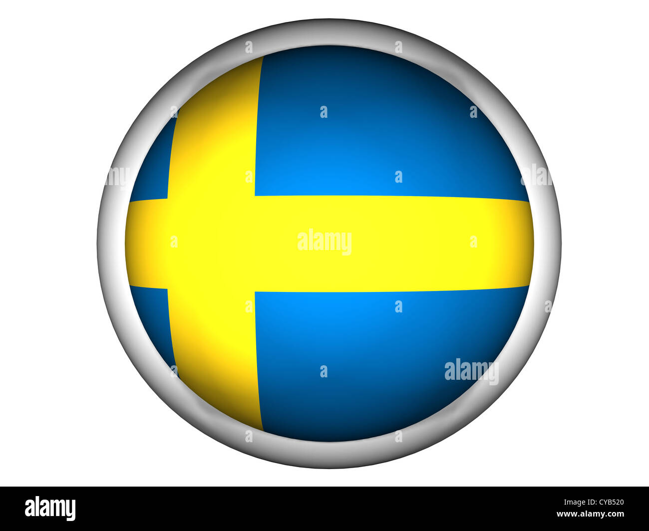 National Flag of Sweden . Button Style . Isolated Stock Photo - Alamy