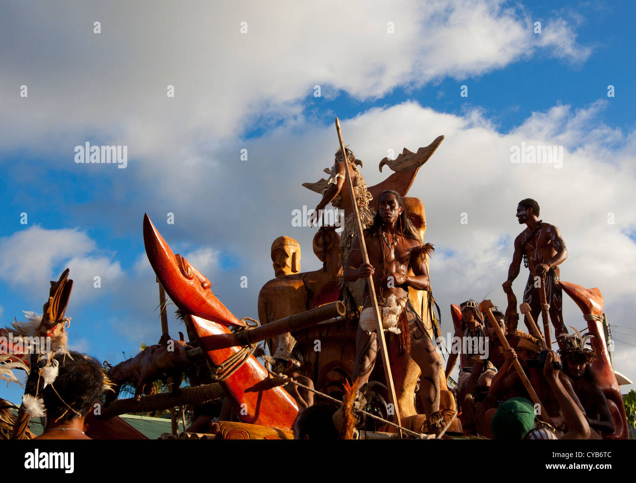 Float Carnival Parade During Tapati Festival, Easter Island, Chile ...
