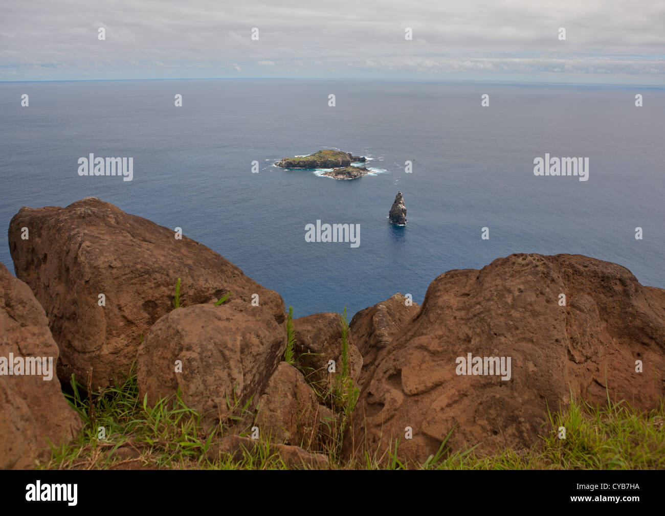 Bird Man Petroglyph In Orongo Village, Easter Island, Chile Stock Photo ...
