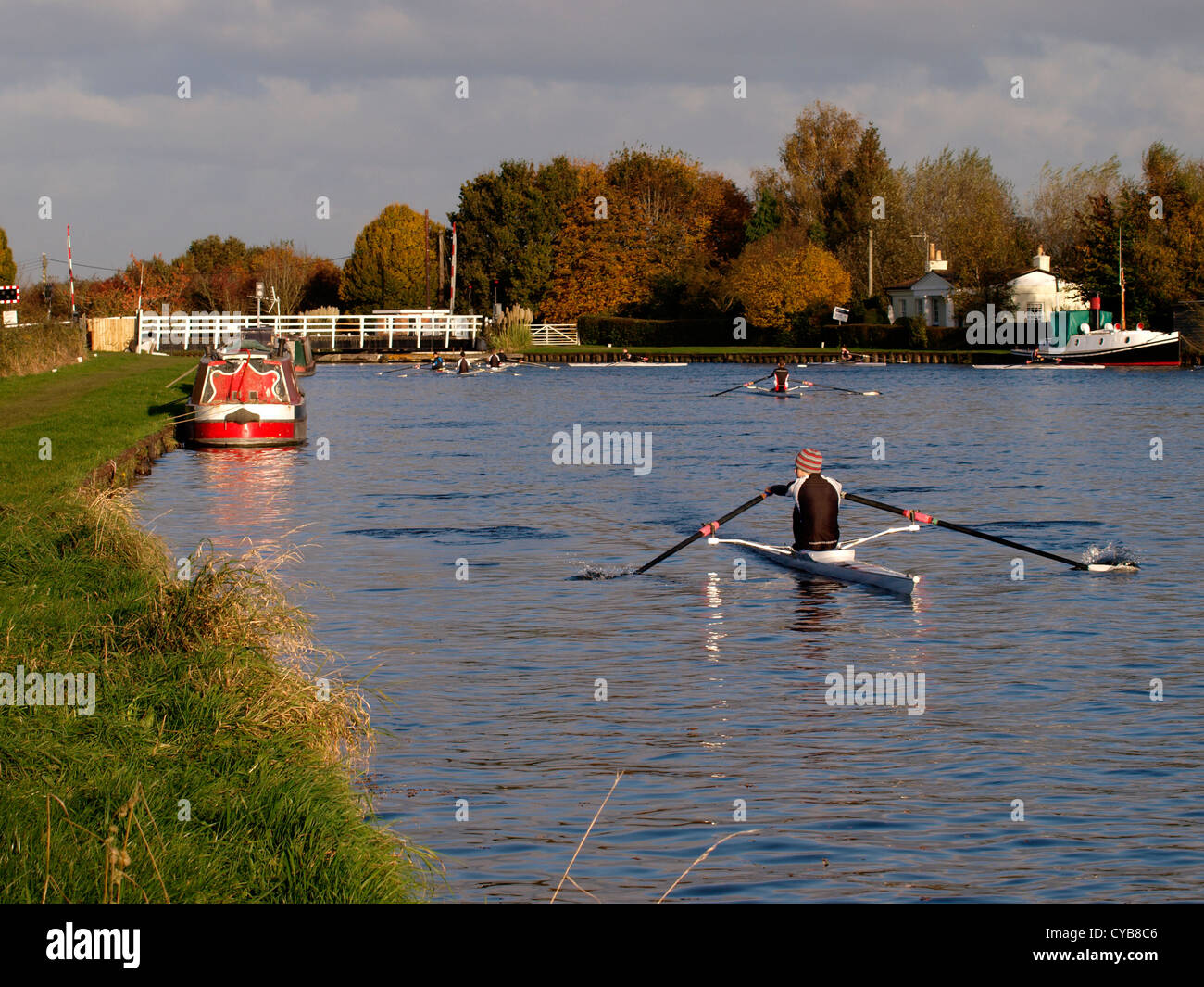 Rowing on the Gloucester and Sharpness Canal,UK Stock Photo - Alamy