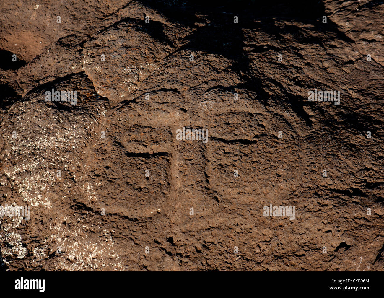Human Face Petroglyph In Ahu Tongariki Area, Easter Island, Chile Stock ...
