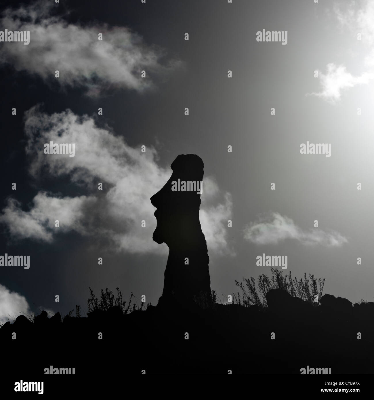 Monolithic Moai Statue At Ahu Tongariki, Easter Island, Chile Stock ...