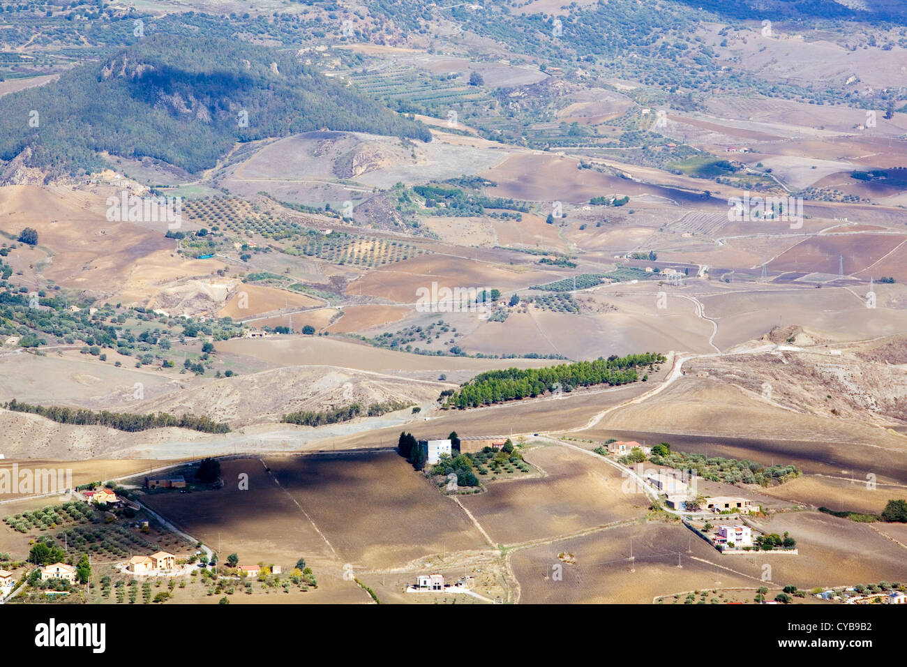 The lower landscape surrounding Enna city, Sicily, Italy Stock Photo ...