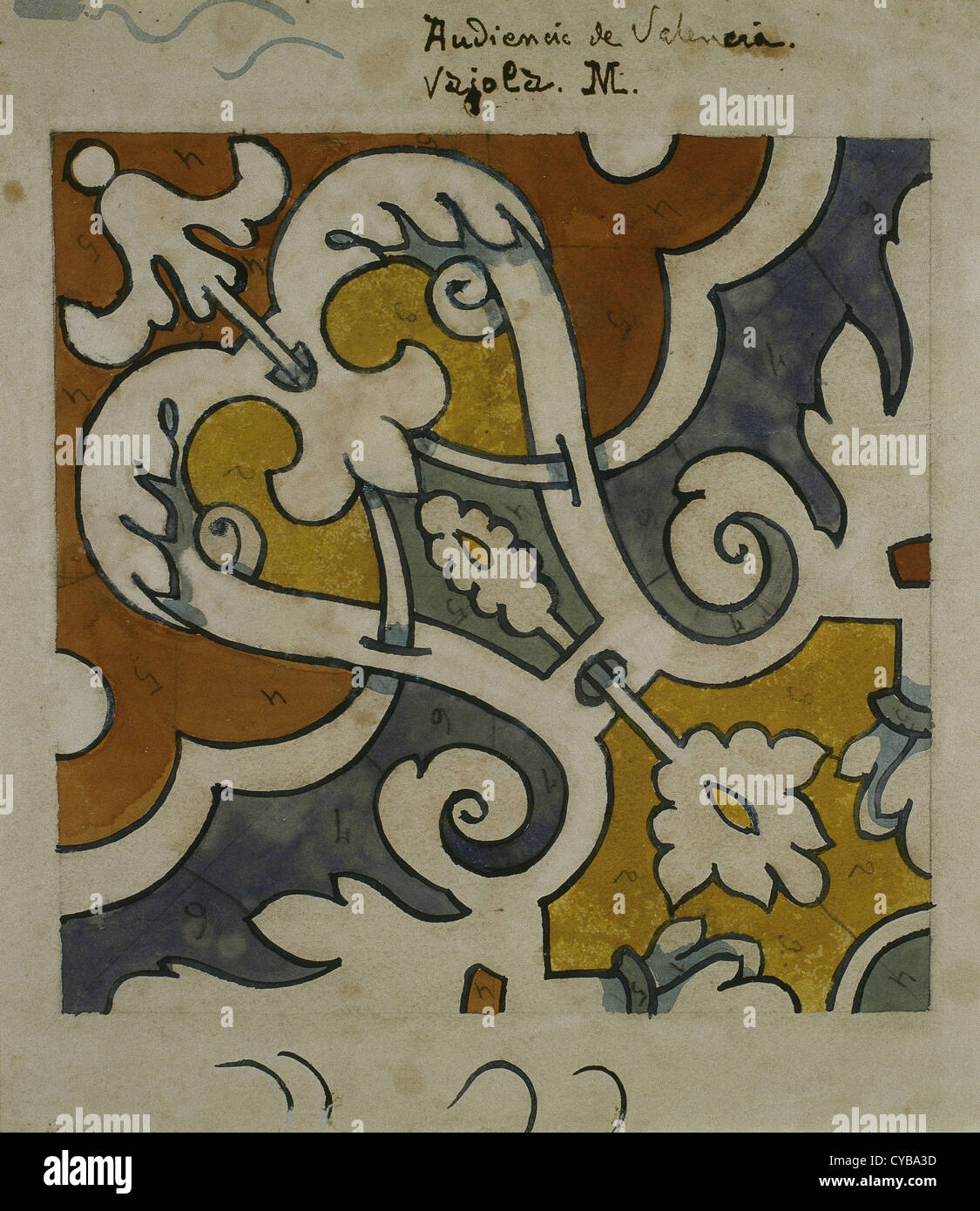 Catalan Modernism. Original desing of tile of Arrimadero 31. Artist ...