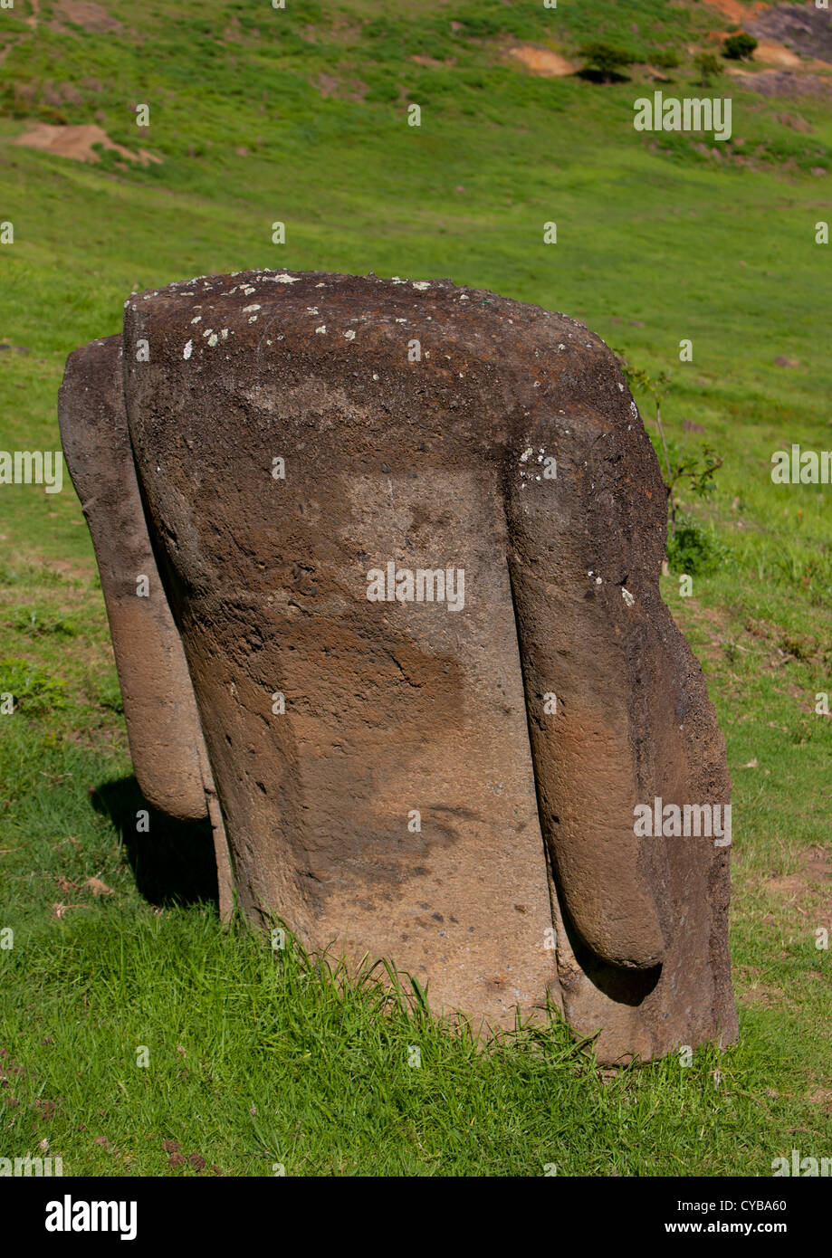 Back Of A Moai Head In Rano Raraku, Easter Island, Chile Stock Photo ...