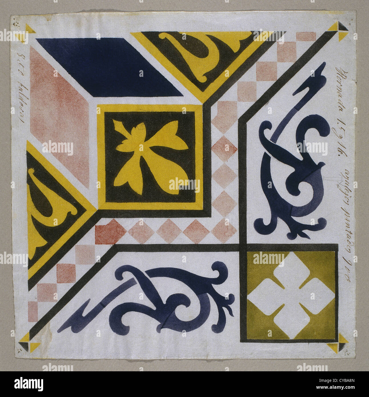 Catalan Modernism. Original desing of tile for the decoration of the ...