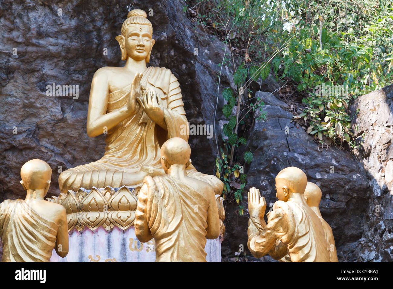 Buddha Statues on the Temple Mount Phou Si in Luang Prabang, Laos Stock ...