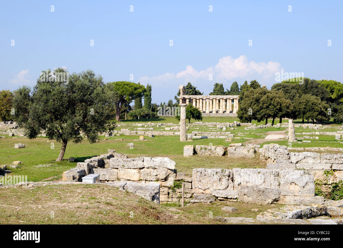 The Greek and Roman remains of the city of Paestum, south of Naples ...