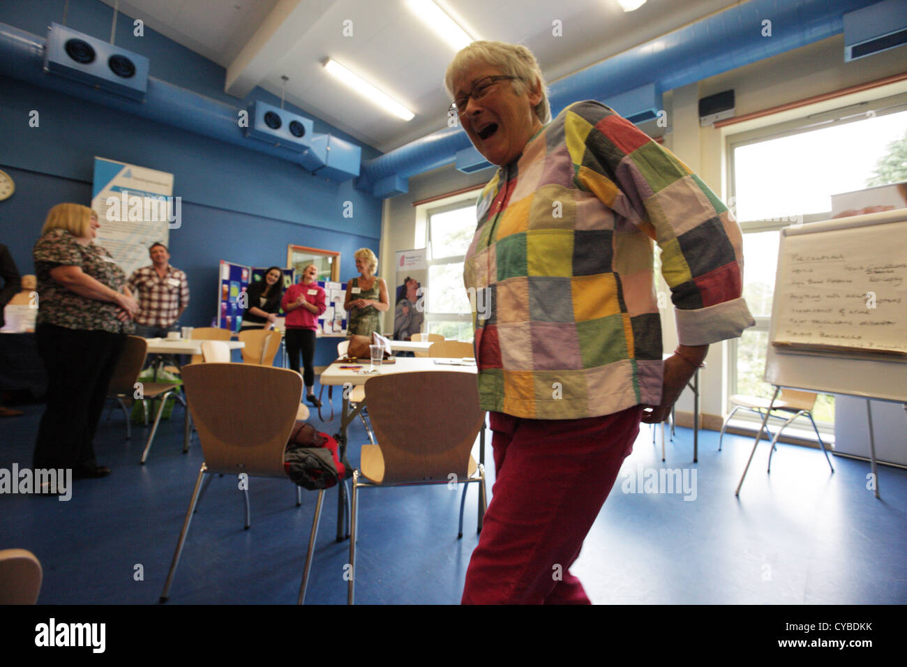 Laughter Yoga class Stock Photo - Alamy