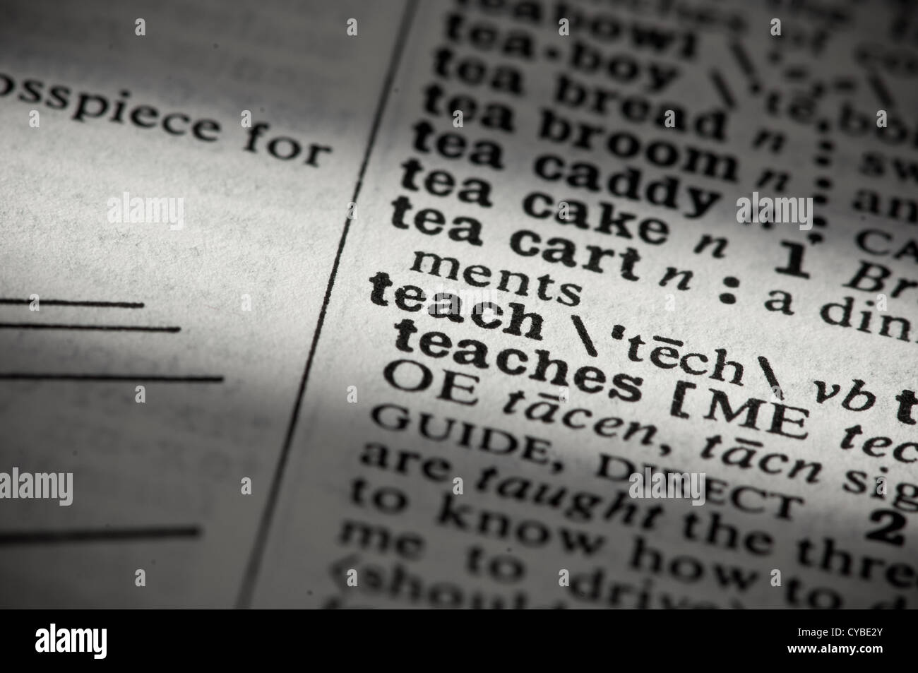 Closeup of a page in an English dictionary with the word "school ...