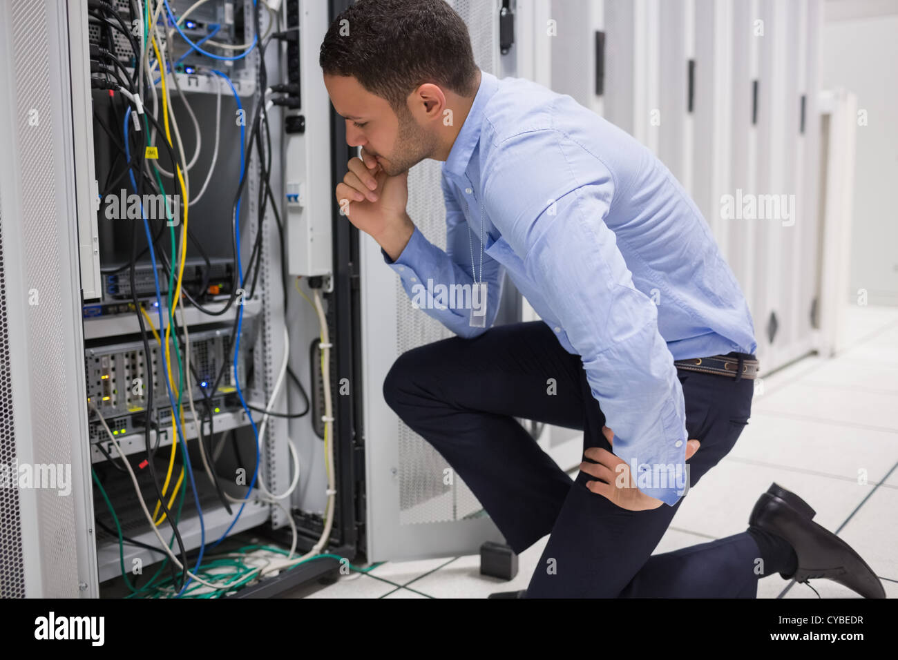 technician checking server Stock Photo - Alamy