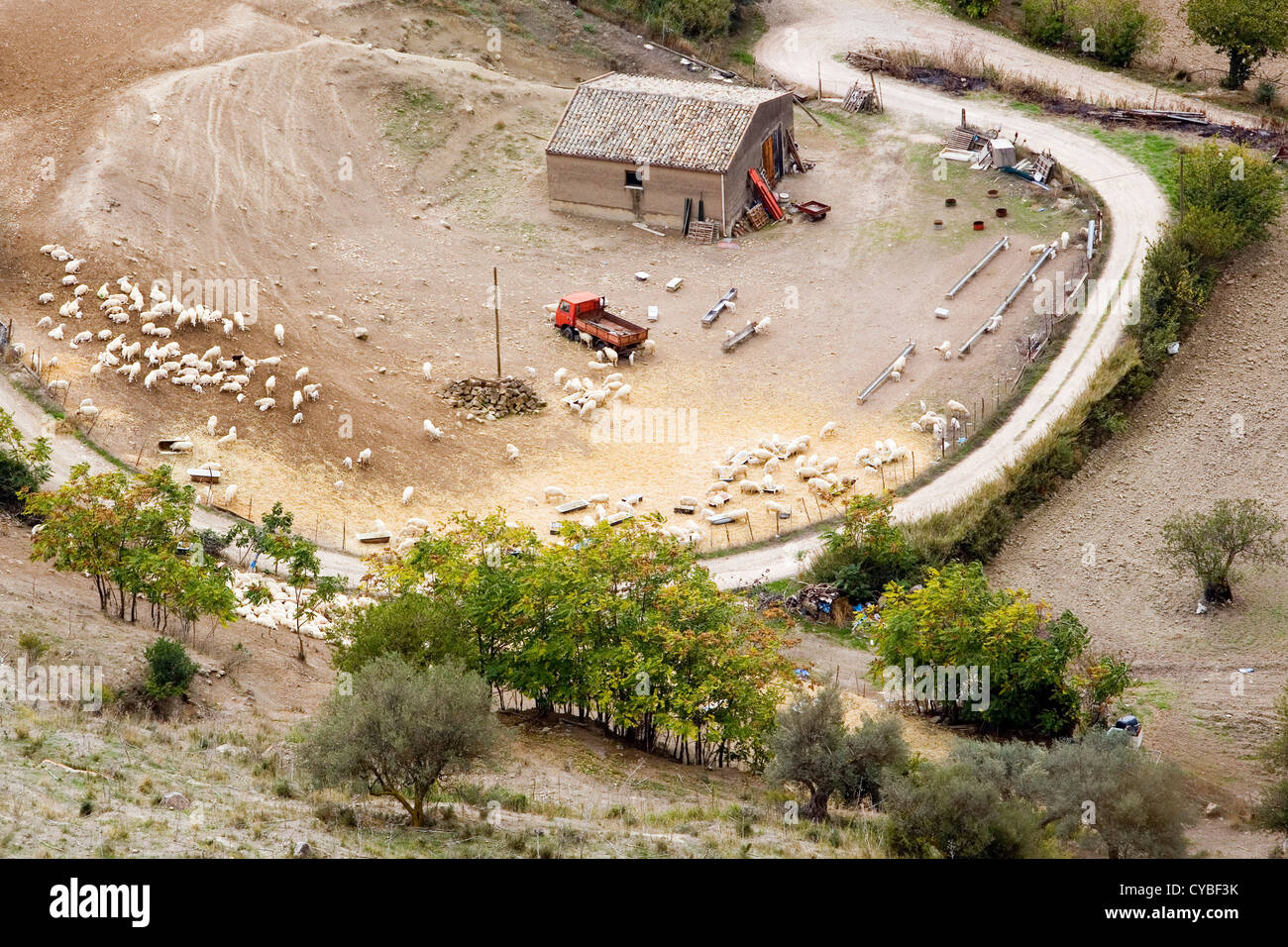 The lower landscape surrounding Enna city, Sicily, Italy Stock Photo ...