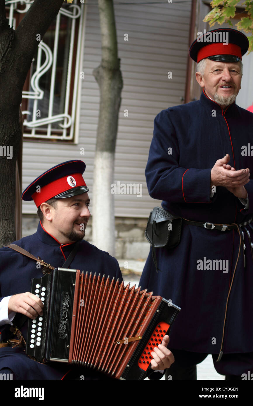 Don Cossack singing old songs with garmon Stock Photo - Alamy