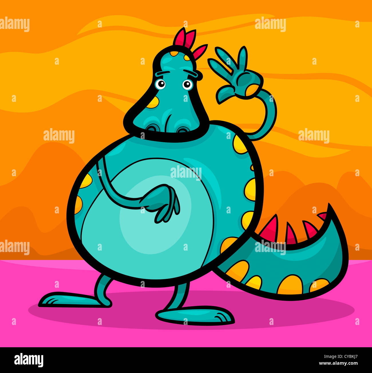 Cartoon Illustration of Funny Colorful Fairytale Dragon Character ...
