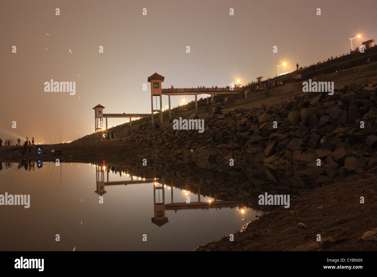 Xinjiang River night Reflection Stock Photo - Alamy