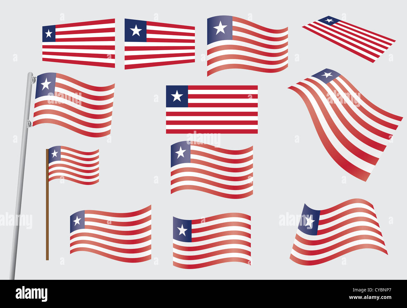 set of flags of Liberia Stock Photo - Alamy