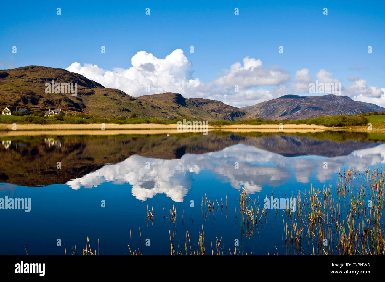 Reflections in Lake Shanaghan Donegal Ireland Stock Photo - Alamy