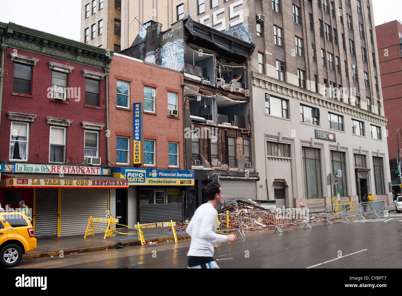 The facade of a building in Chelsea in New York is torn off during ...