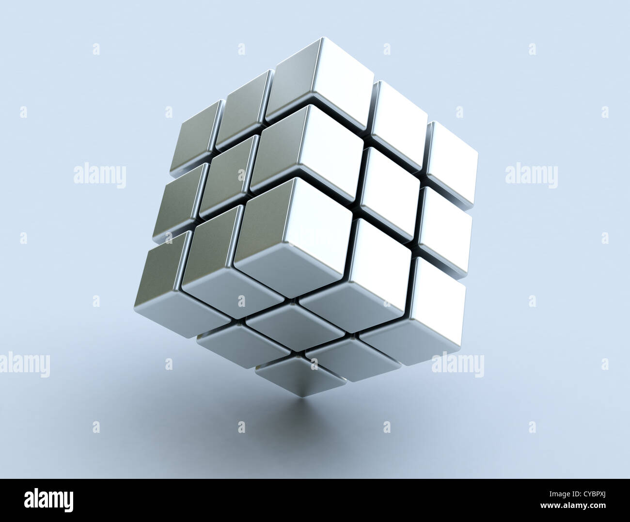 Abstract 3d cubes forming single metal cube Stock Photo - Alamy