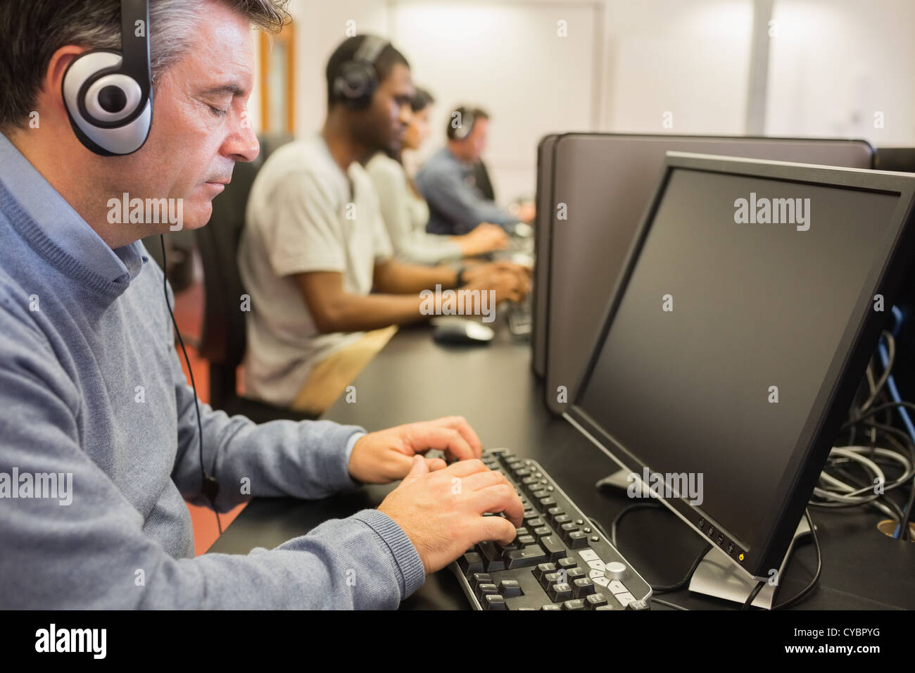 Students working with computers Stock Photo - Alamy