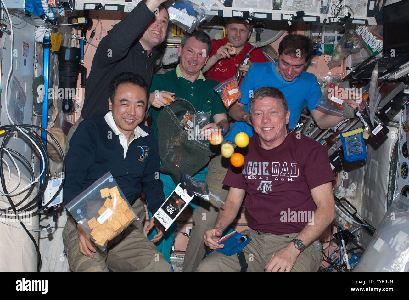Expedition 28 crew members worked in the Unity module aboard the ISS ...