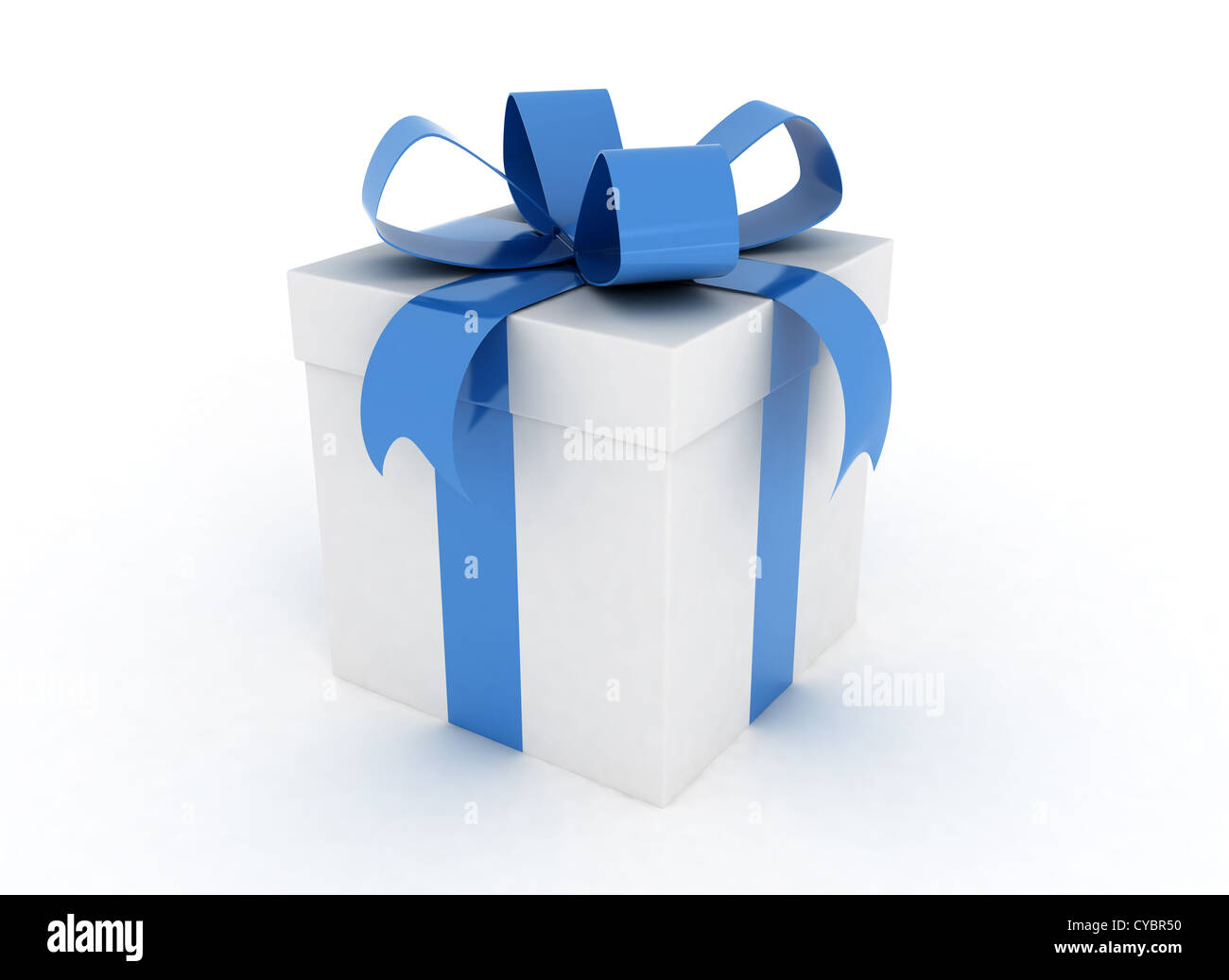 Gift box blue ribbon Stock Photo - Alamy