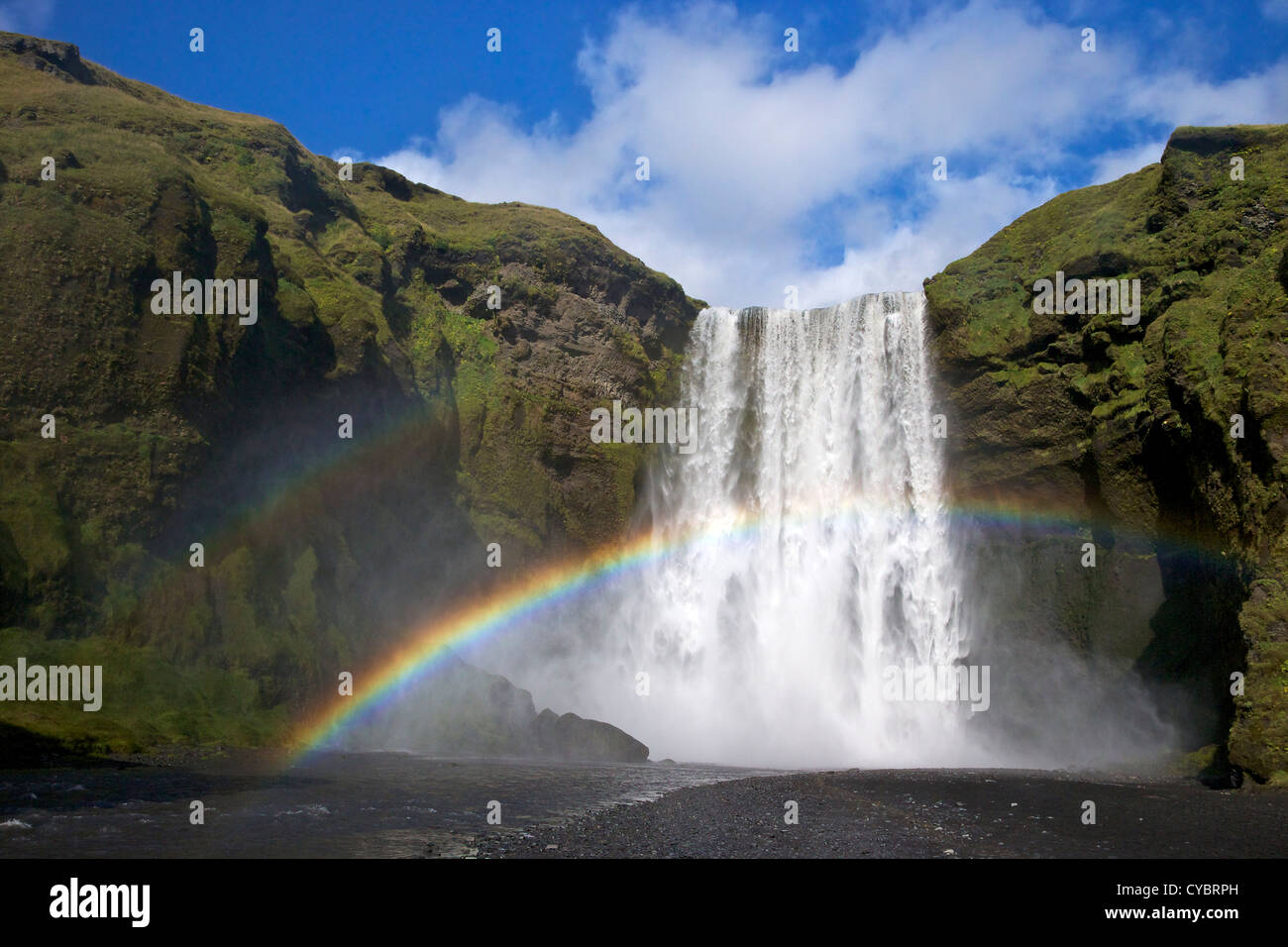 Skogafoss Waterfall Sunshine Rainbow Hi Res Stock Photography And