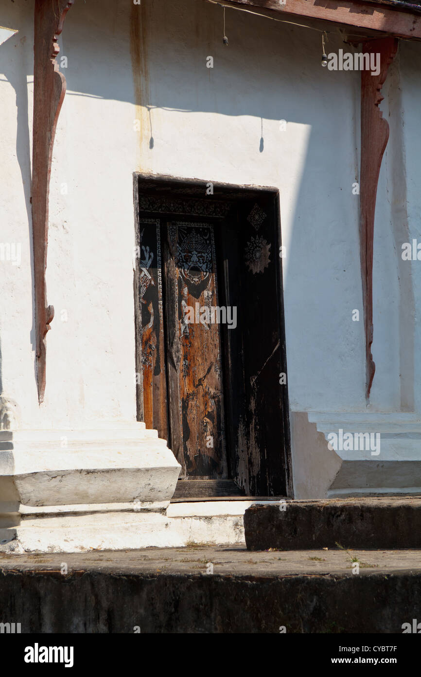 Door of the Temple Vat Visounnarath in Luang Prabang, Laos Stock Photo ...