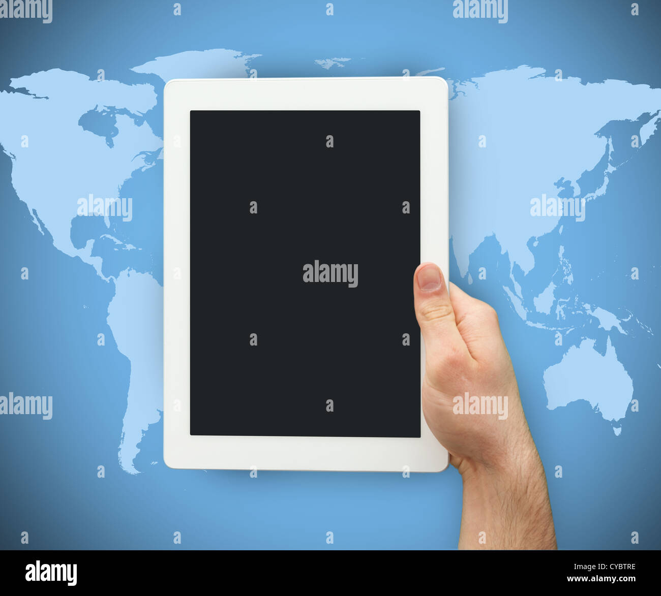 Person is holding a tablet PC Stock Photo - Alamy