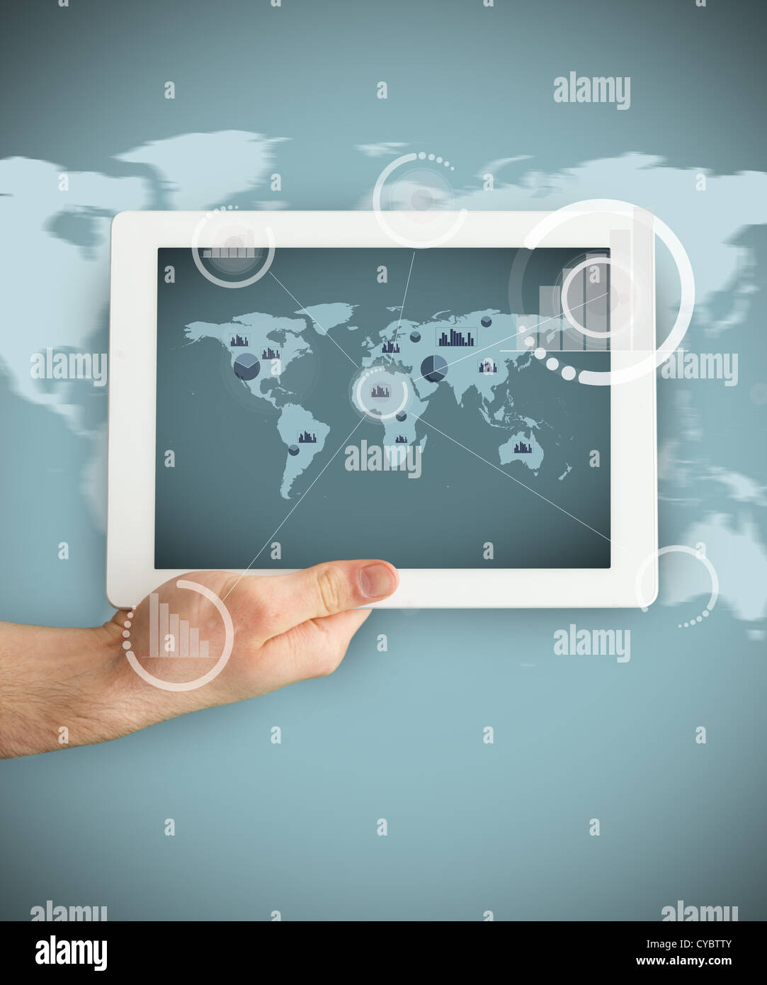 Tablet computer world map hi-res stock photography and images - Alamy