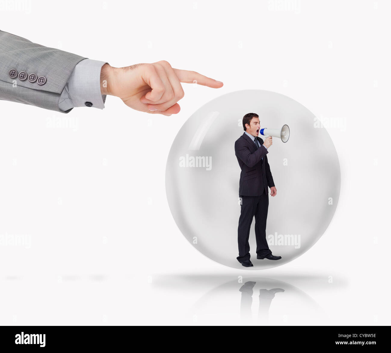 Businessman's bubble is about to burst Stock Photo - Alamy