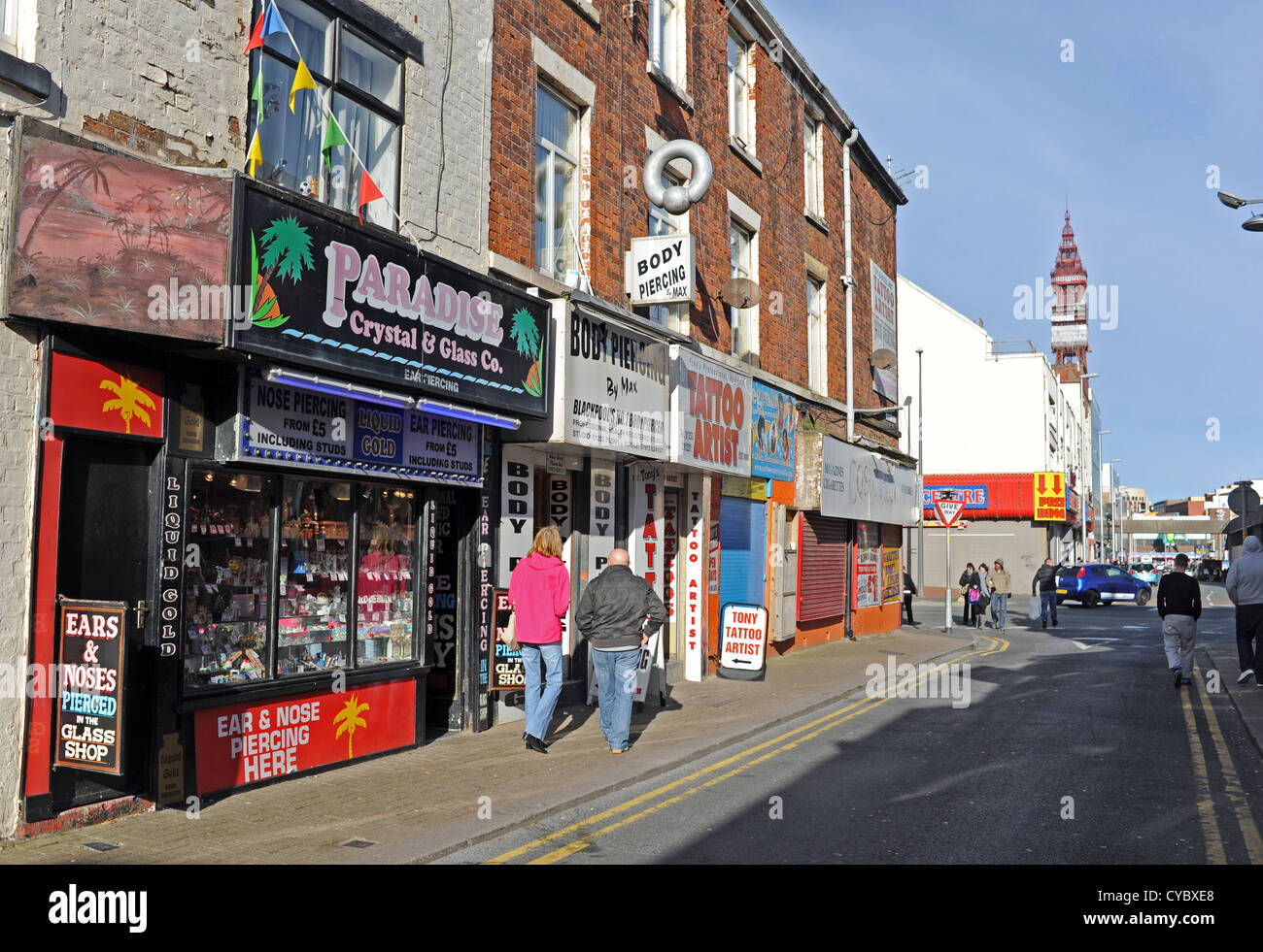 Blackpool Lancashire coast UK- October 2012 Run down shops in side ...