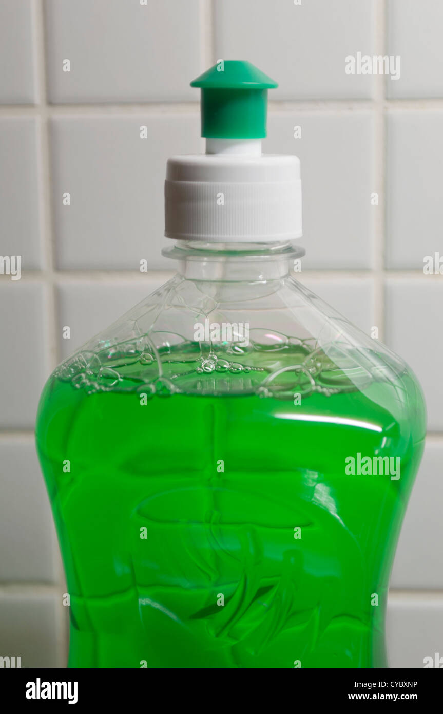 Green washing up liquid Stock Photo - Alamy