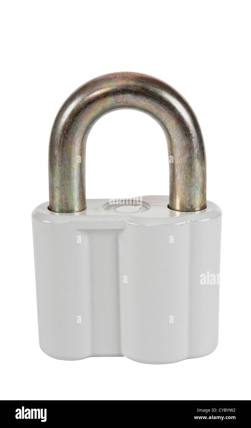 Padlock on white background Stock Photo - Alamy