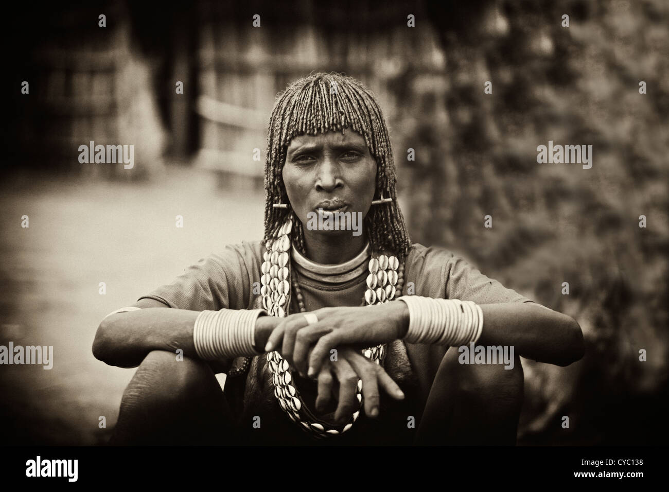 Tribal Hamar woman with traditional hairstyle Stock Photo - Alamy