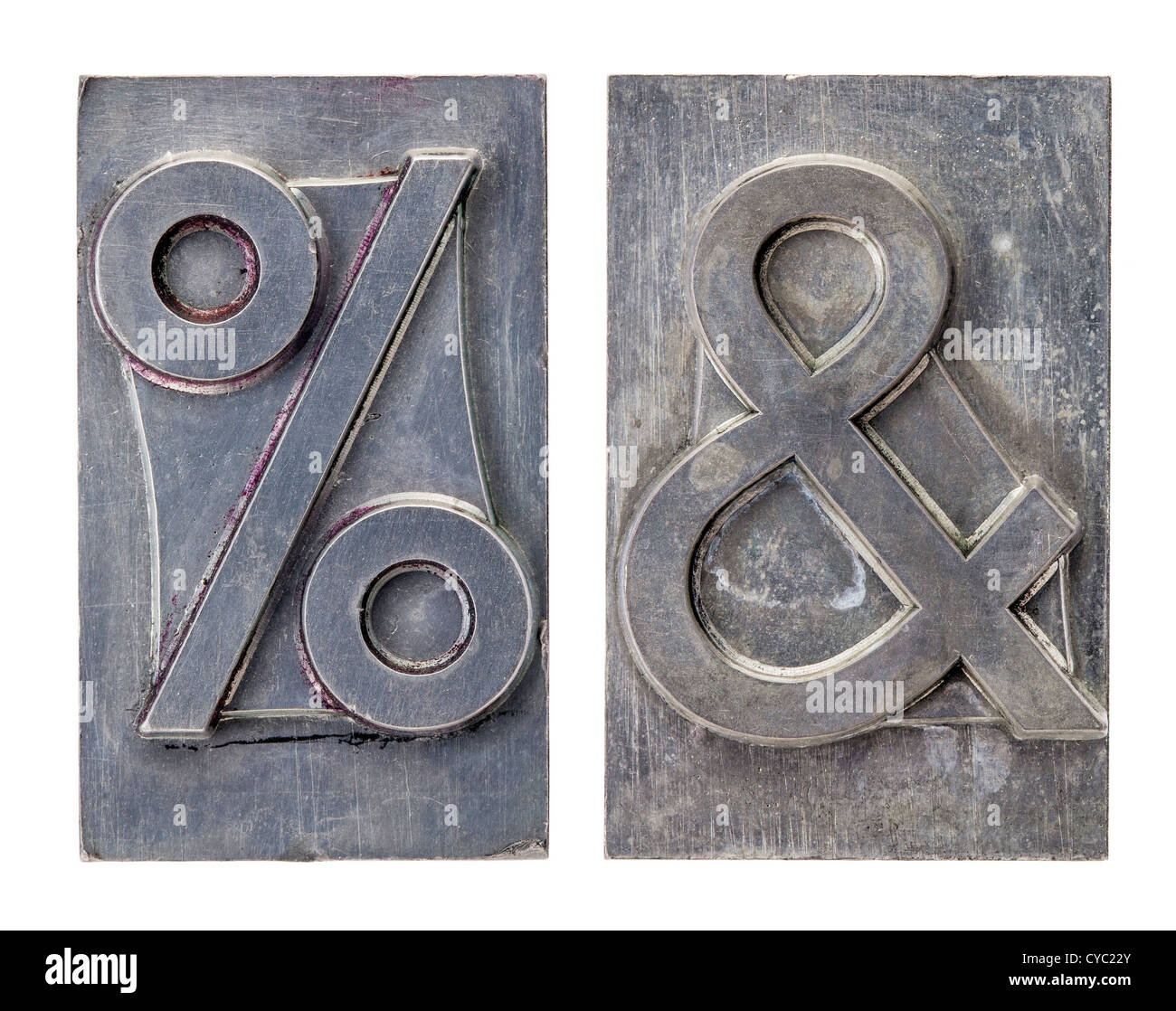 percent and ampersand -isolated symbols in vintage grunge metal ...