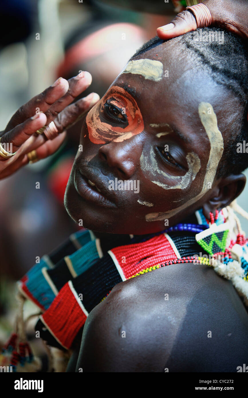 Mazha being facepainted Stock Photo - Alamy