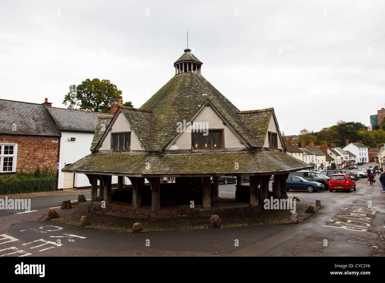 Dunster yarn market in the winter Stock Photo - Alamy