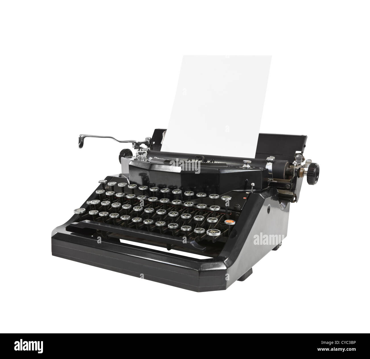 Old Black Typewriter with Paper Stock Photo - Alamy