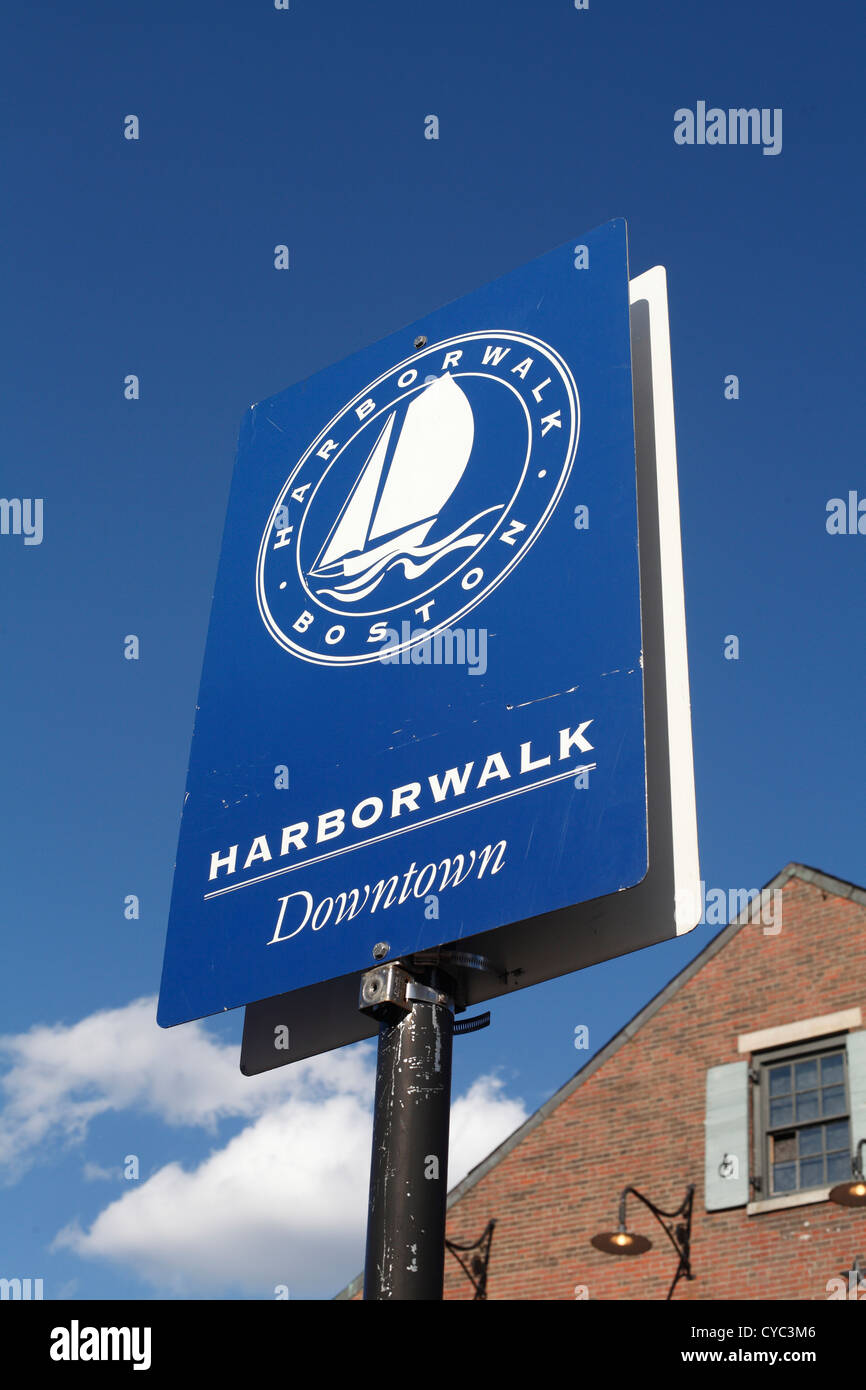 Boston Harborwalk Sign On Long Wharf Boston Massachusetts, September ...