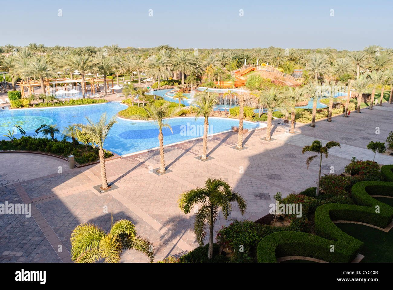 Swimming pool and gardens of the Emirates Palace Hotel, Abu Dhabi Stock ...