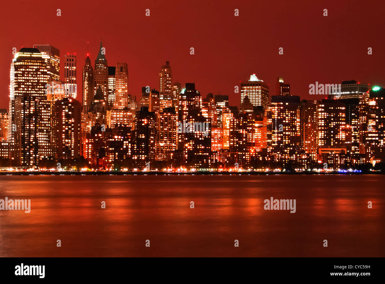 Lights in New York skyline Stock Photo - Alamy
