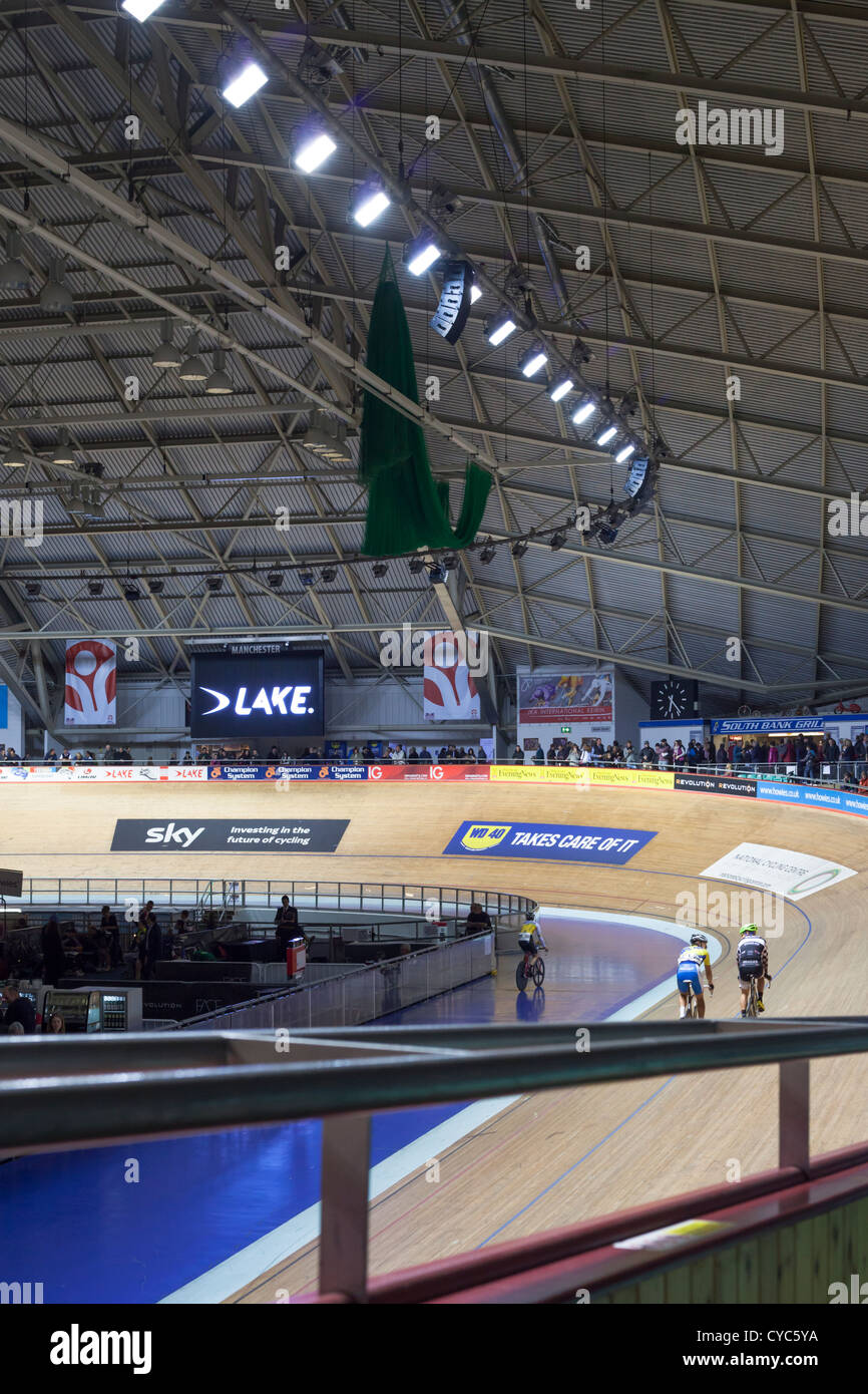 Track Cycling at the Manchester Revolution Velodrome England UK Stock ...