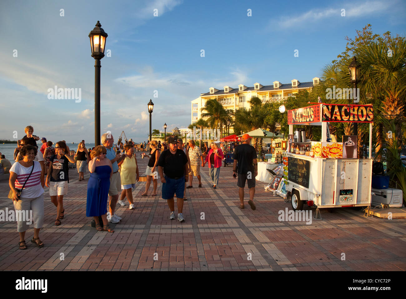 evening waterfront sunset celebrations mallory square key west florida ...